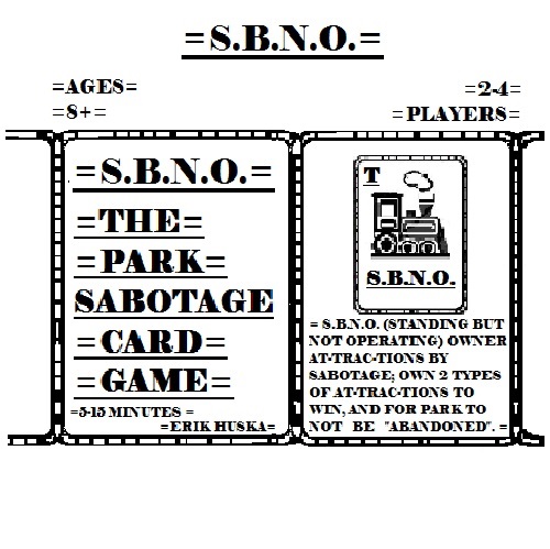 =S.B.N.O.= PARK SABOTAGE CARD GAME Cards
