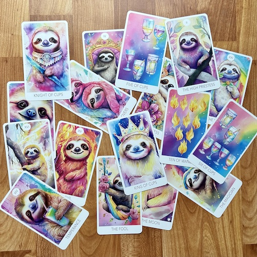 Cute Rainbow Sloth Tarot Card Deck - W/ Gilded Edges